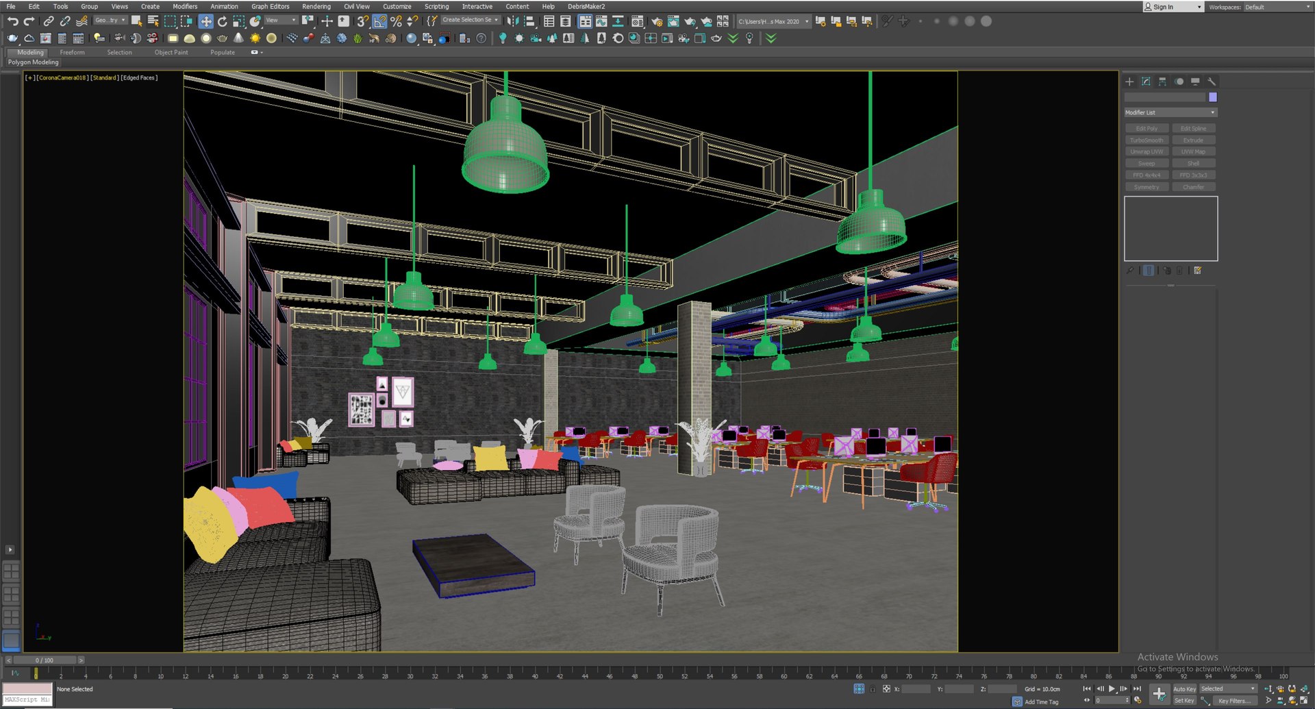 Interior Scene Loft Office 02 With Furniture 3D - TurboSquid 2138423