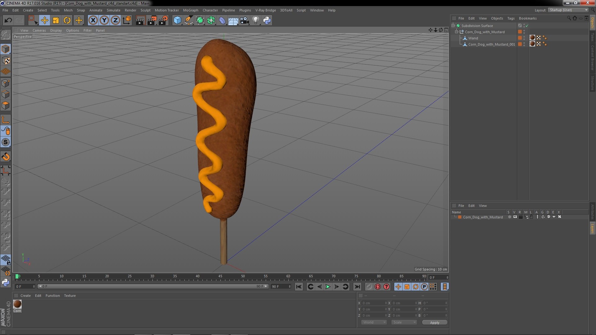 3D Corn Dog With Mustard Model - TurboSquid 2148489