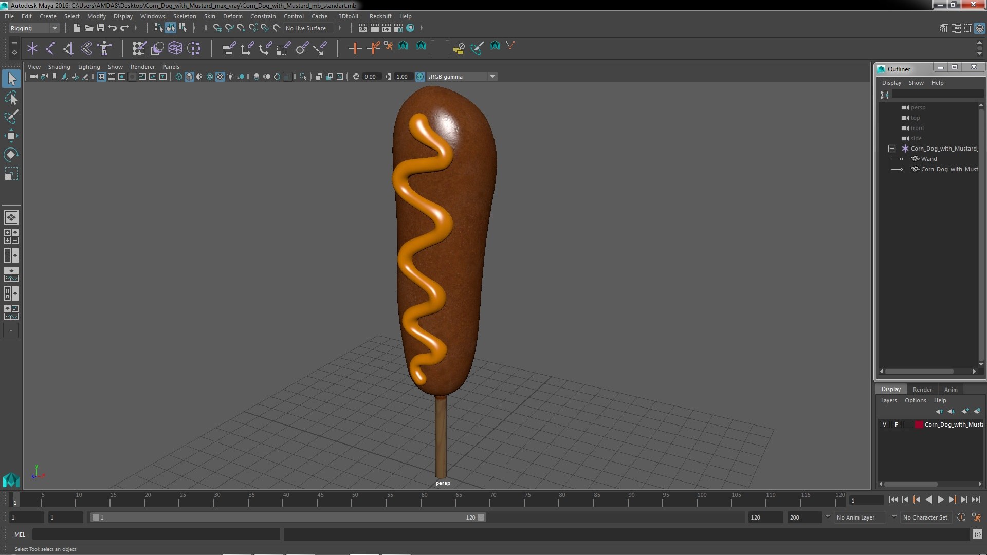 3D Corn Dog With Mustard Model - TurboSquid 2148489
