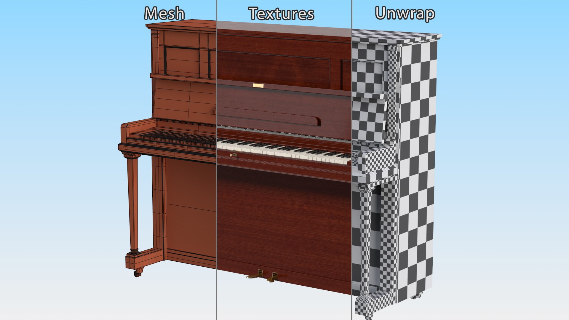 3D Model Red Upright Piano Rigged For Maya - TurboSquid 2407567