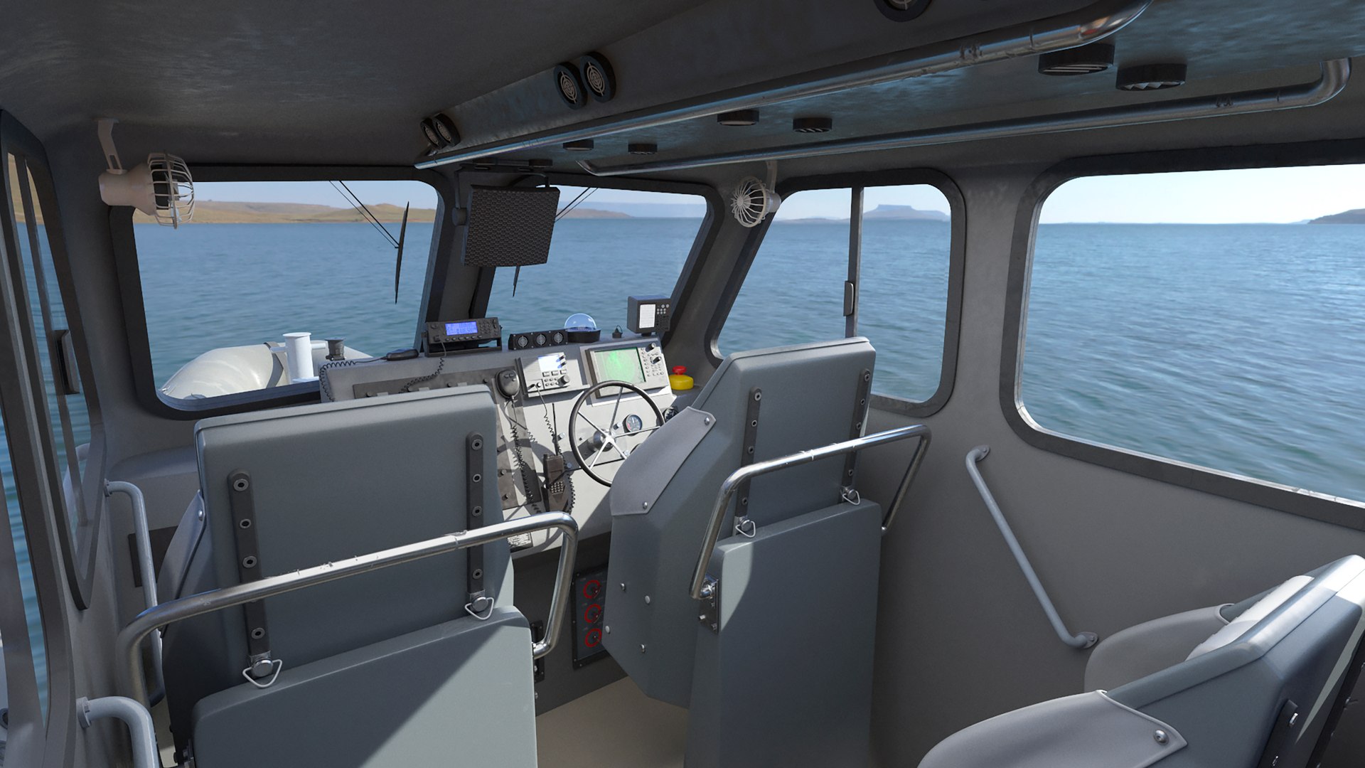 Inflatable Utility Boat With Hard Hull And Antenna Rigged Model ...