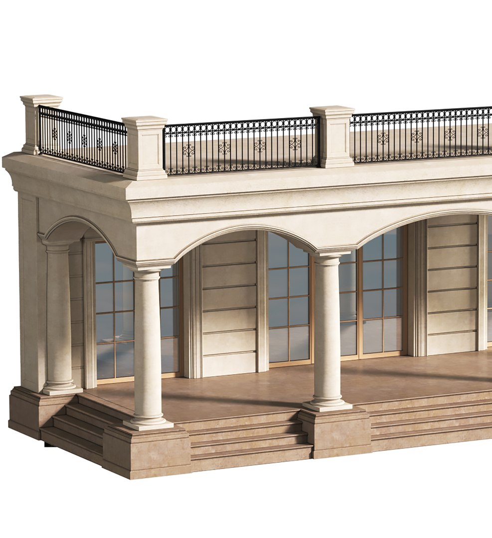 3D Classic Porch Entrance to the house model - TurboSquid 2044610