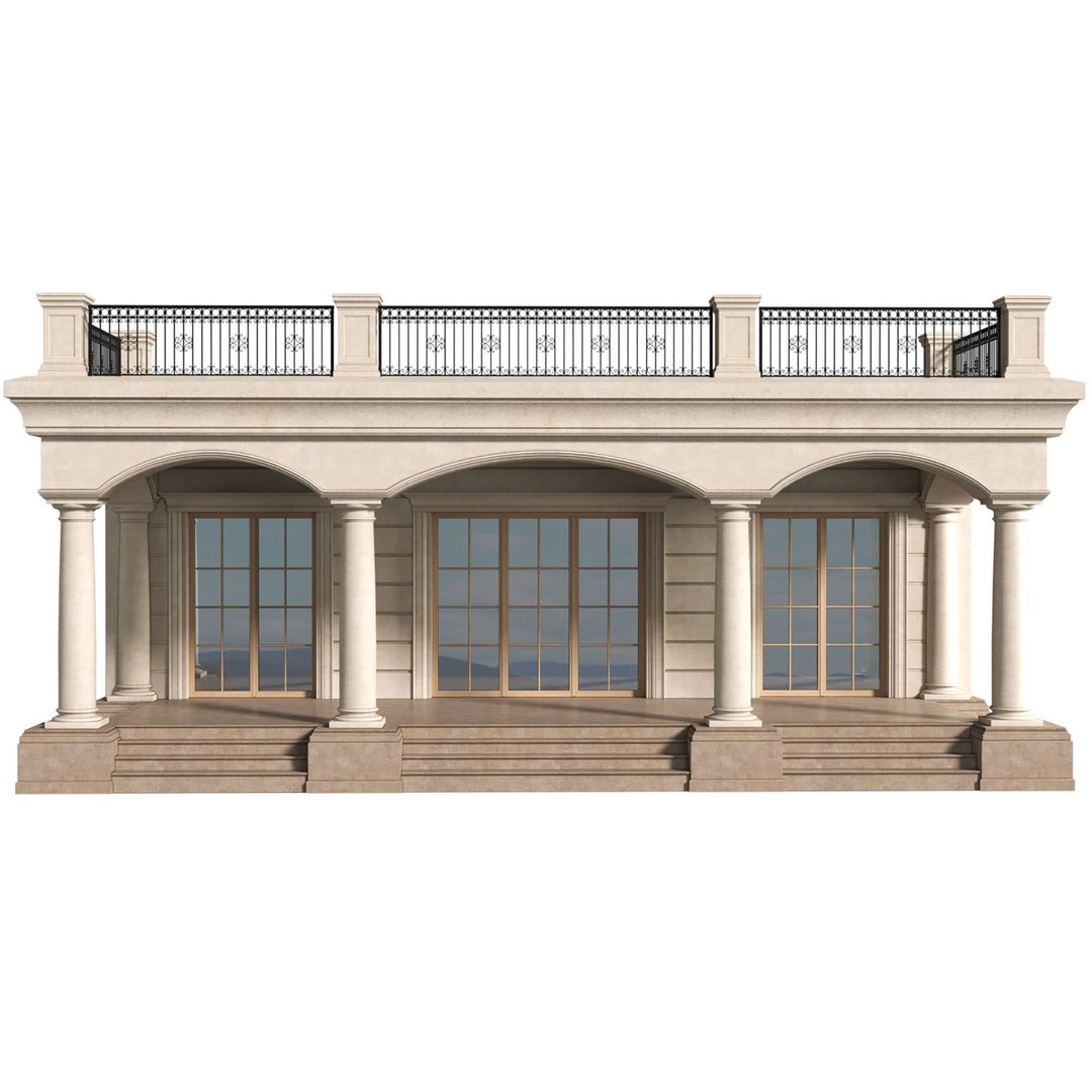 3D Classic Porch Entrance to the house model - TurboSquid 2044610