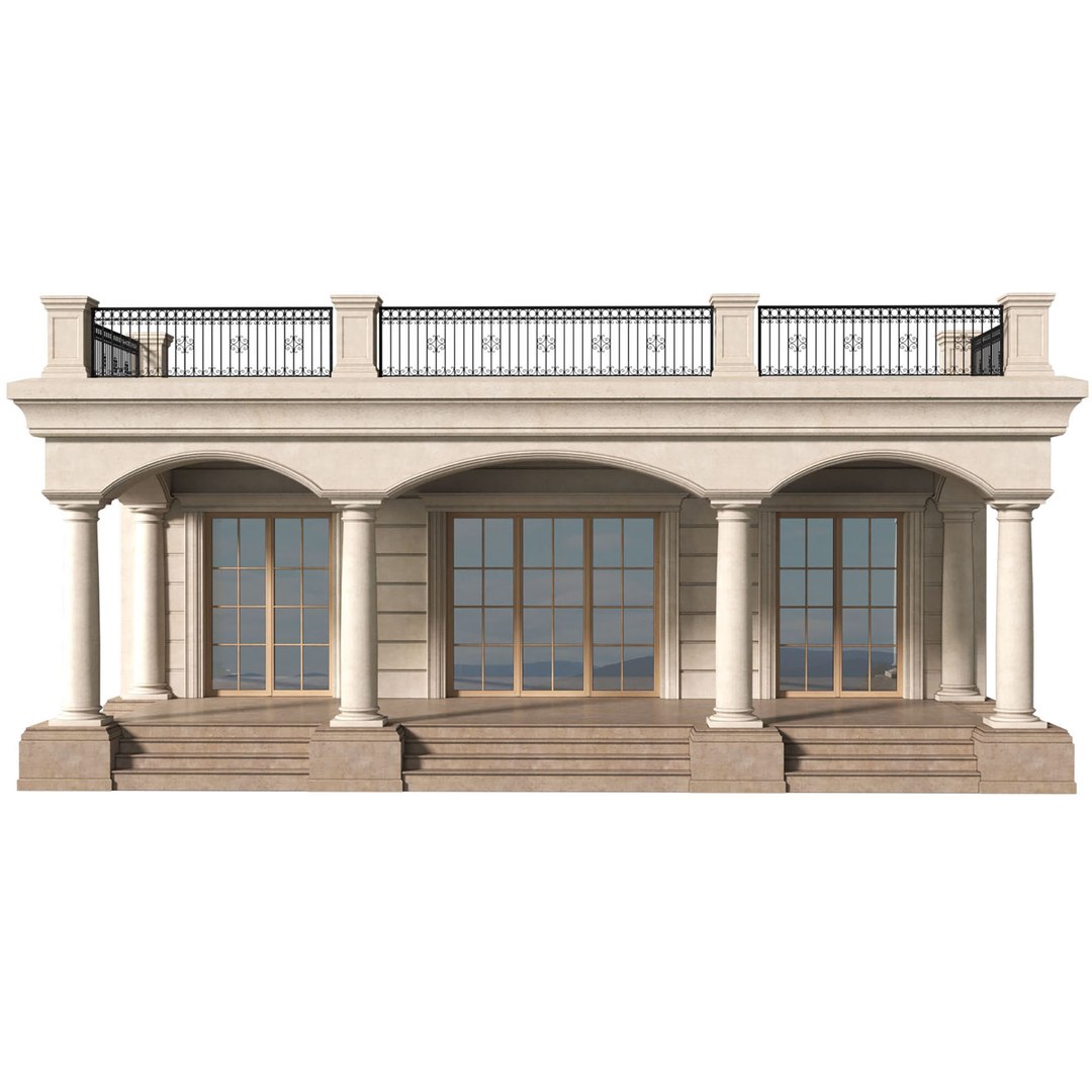 3D Classic Porch Entrance to the house model - TurboSquid 2044610