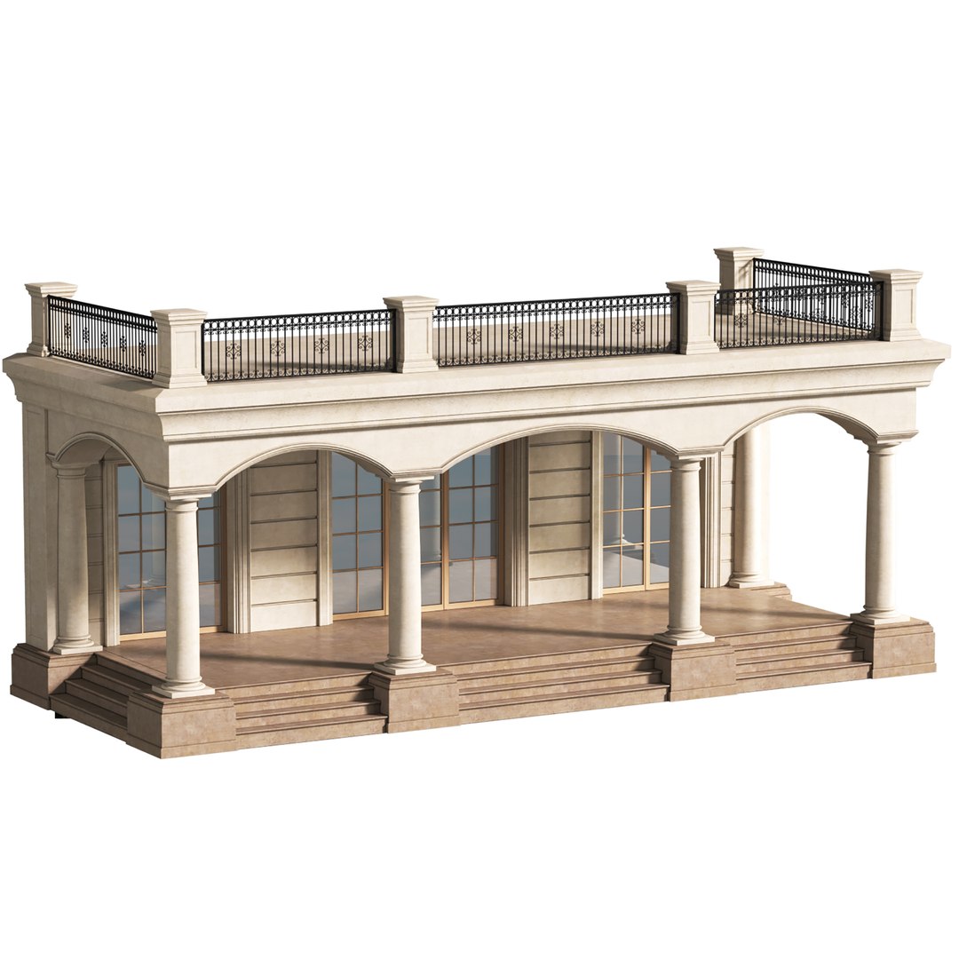 3D Classic Porch Entrance to the house model - TurboSquid 2044610