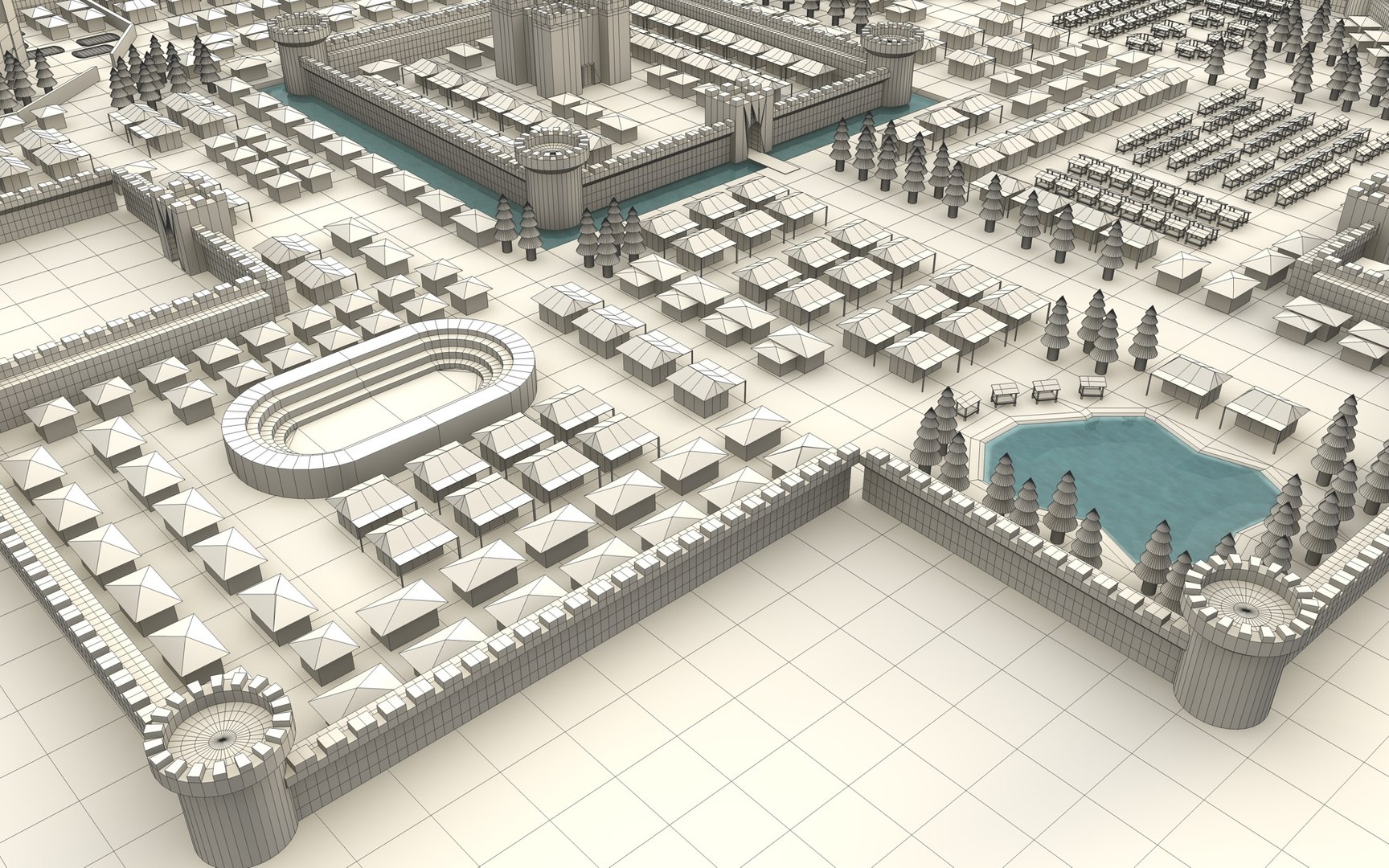 Medieval City 3d Model
