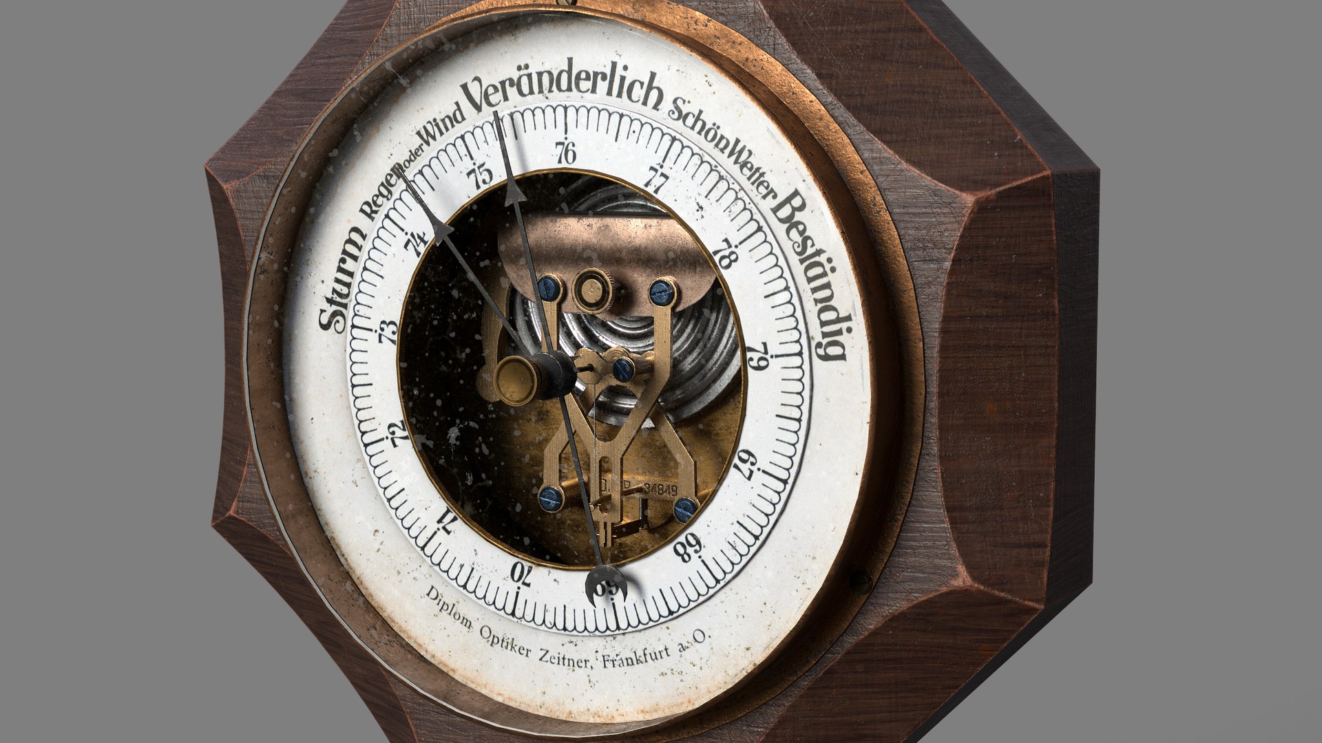 3D Vintage German Barometer Model - TurboSquid 2067783