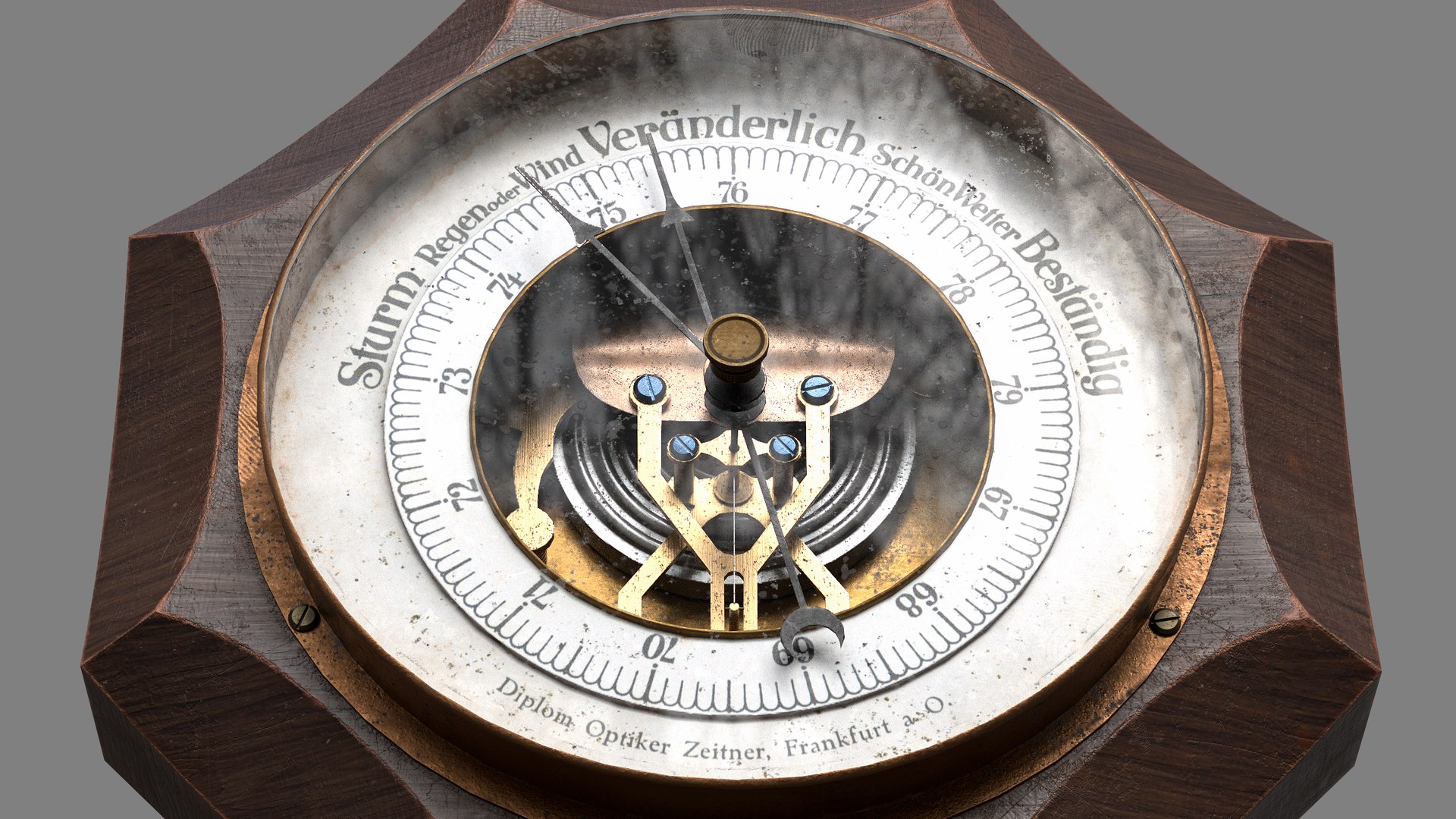 3D Vintage German Barometer Model - TurboSquid 2067783