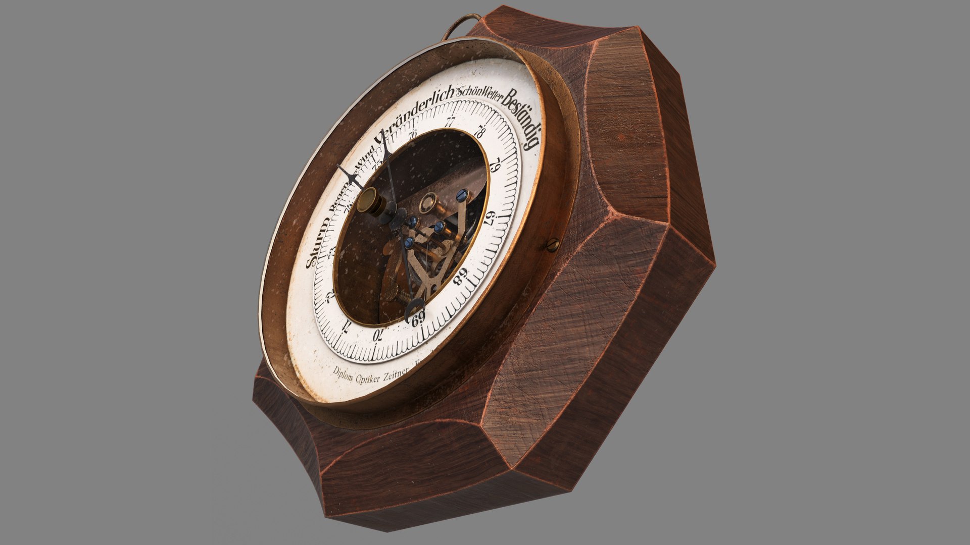 3D Vintage German Barometer Model - TurboSquid 2067783