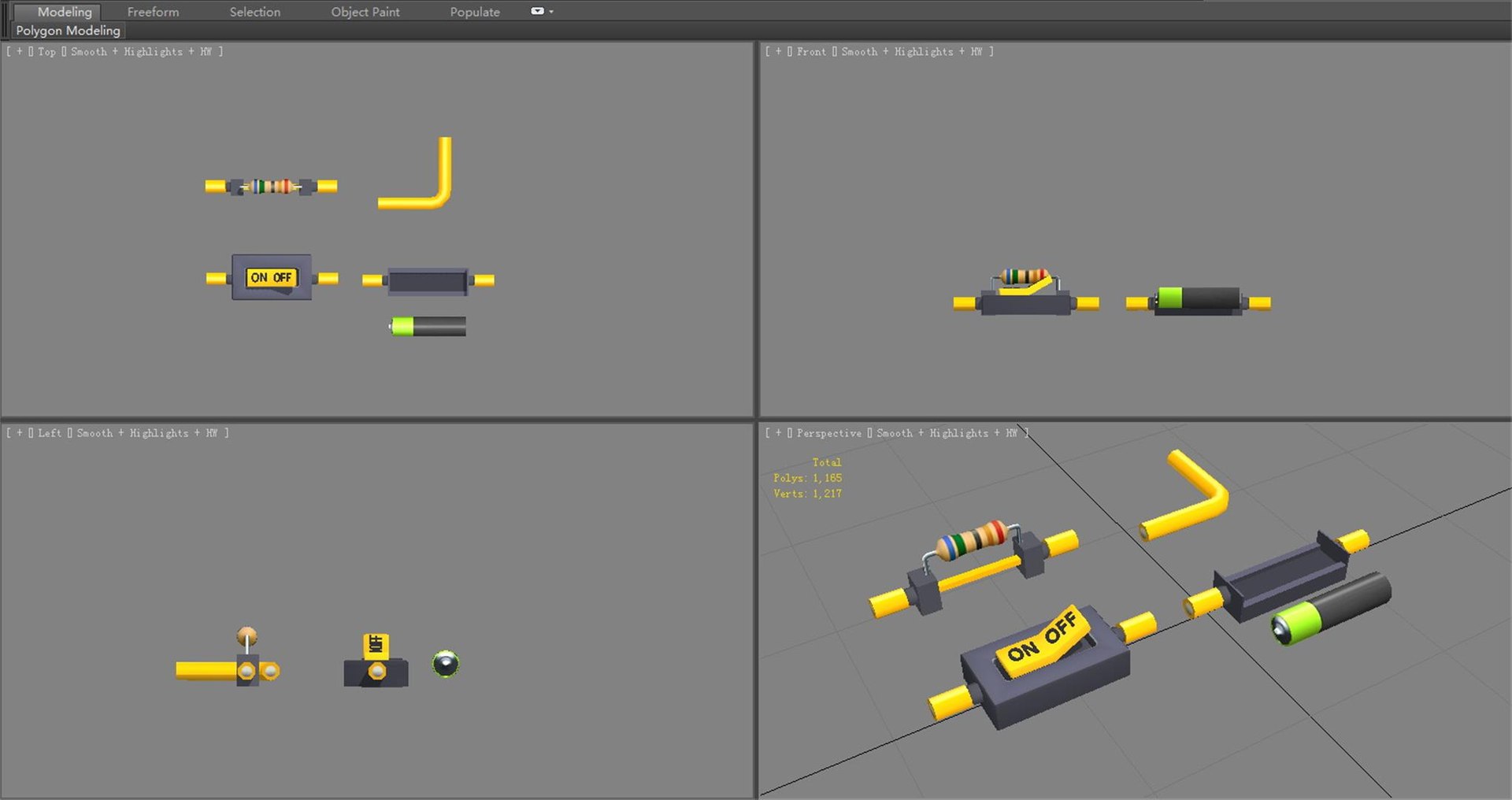 Cartoon Electric Circuits - Scientific Experiments 3D Model ...