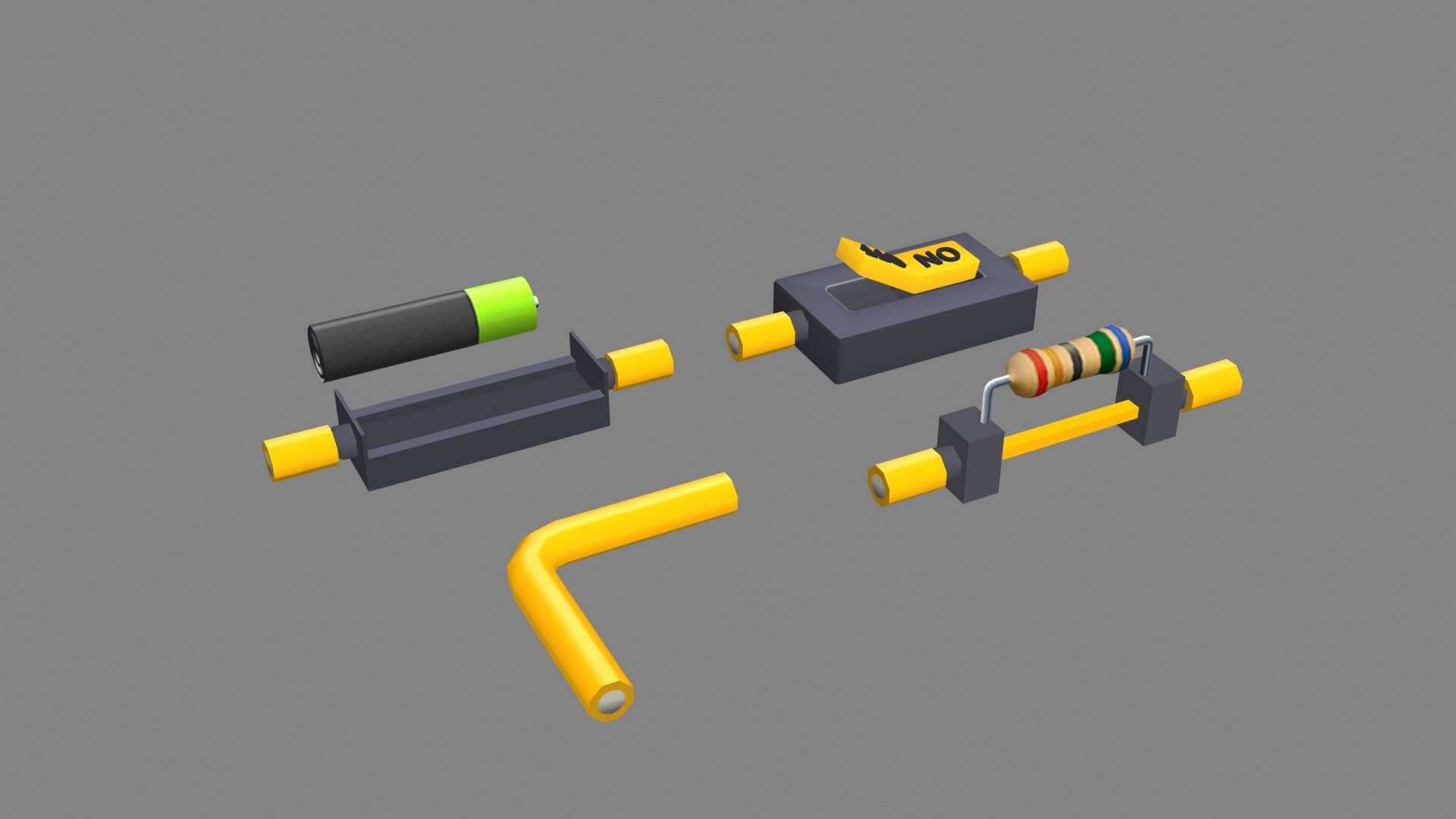 Cartoon Electric Circuits - Scientific Experiments 3D Model ...