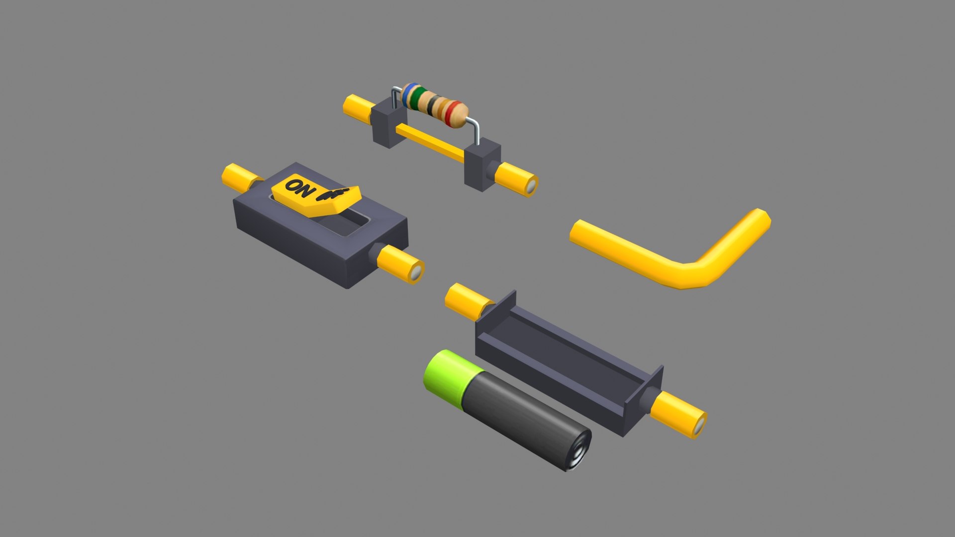 Cartoon Electric Circuits - Scientific Experiments 3D Model ...