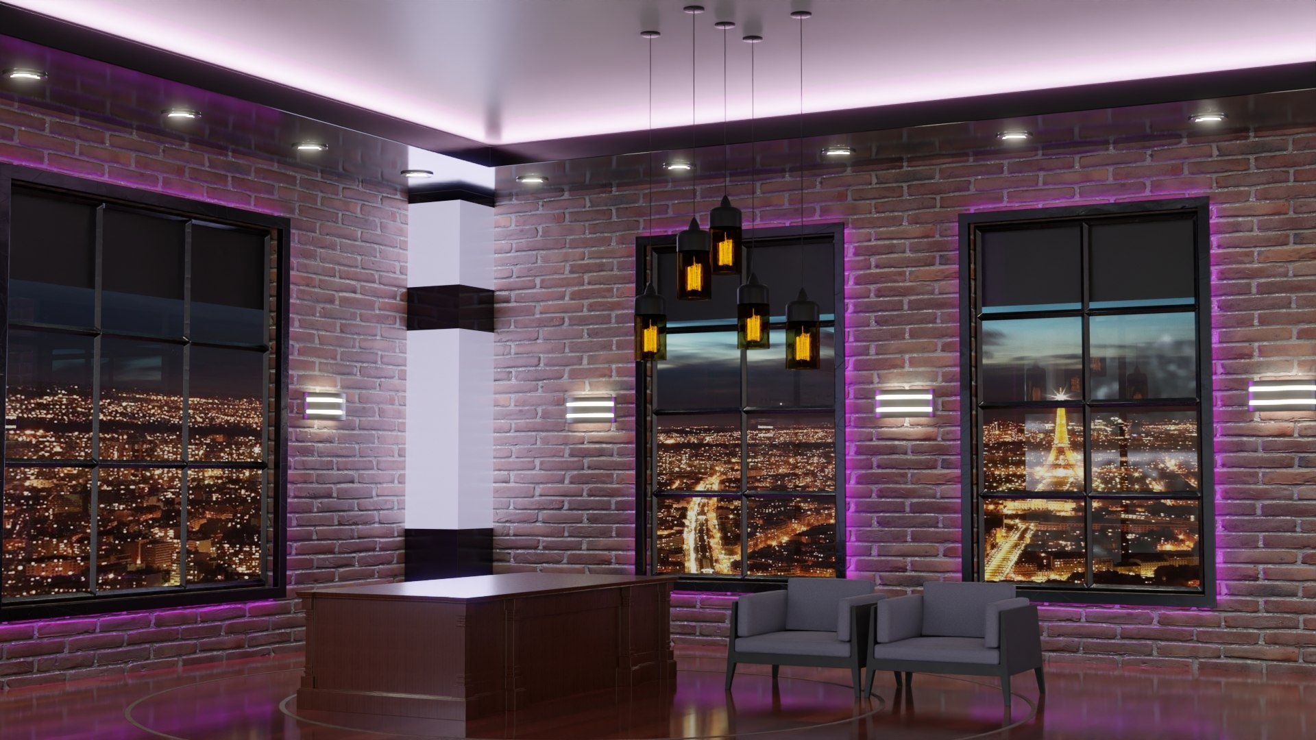 Virtual Talk Show TV Studio Model - TurboSquid 2143405