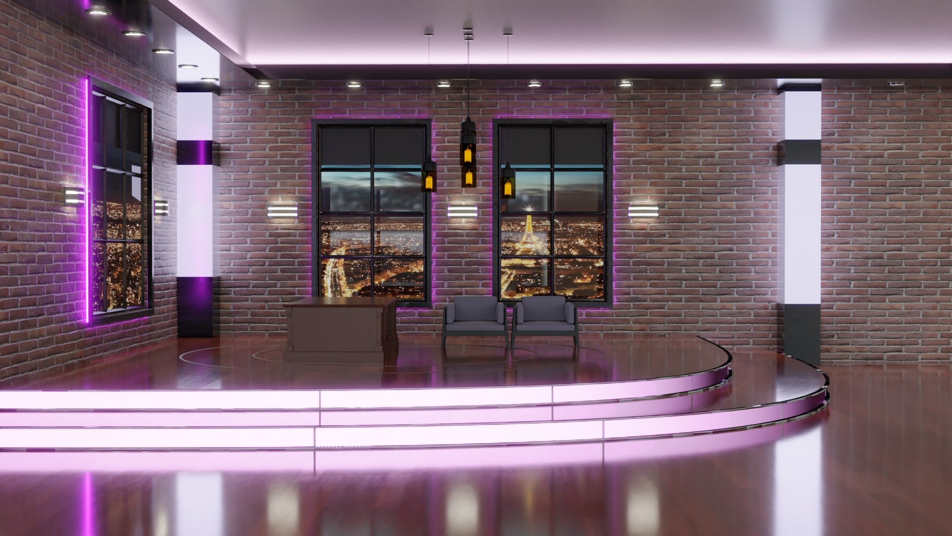 Virtual Talk Show TV Studio Model - TurboSquid 2143405