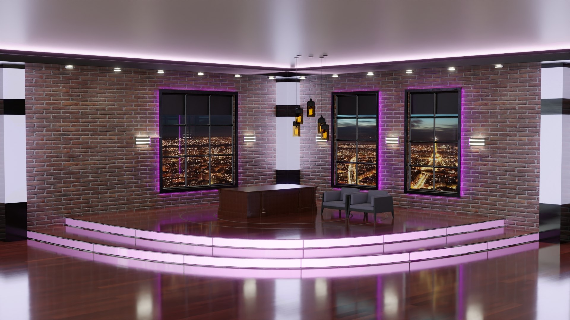 Virtual Talk Show TV Studio Model - TurboSquid 2143405