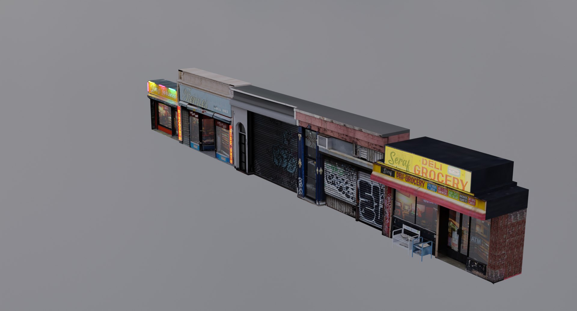 Store Fronts - 4 Pack 3D Model - TurboSquid 2093639