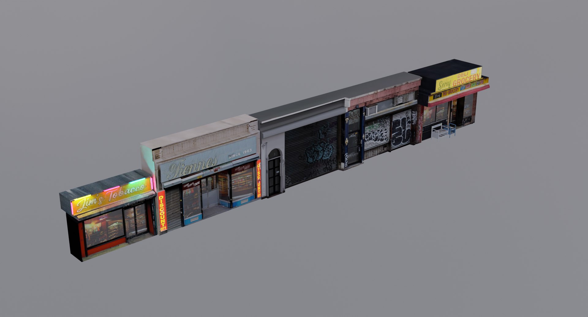 Store Fronts - 4 Pack 3D Model - TurboSquid 2093639
