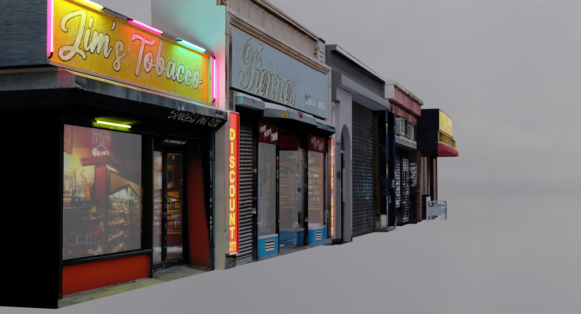 Store Fronts - 4 Pack 3D Model - TurboSquid 2093639