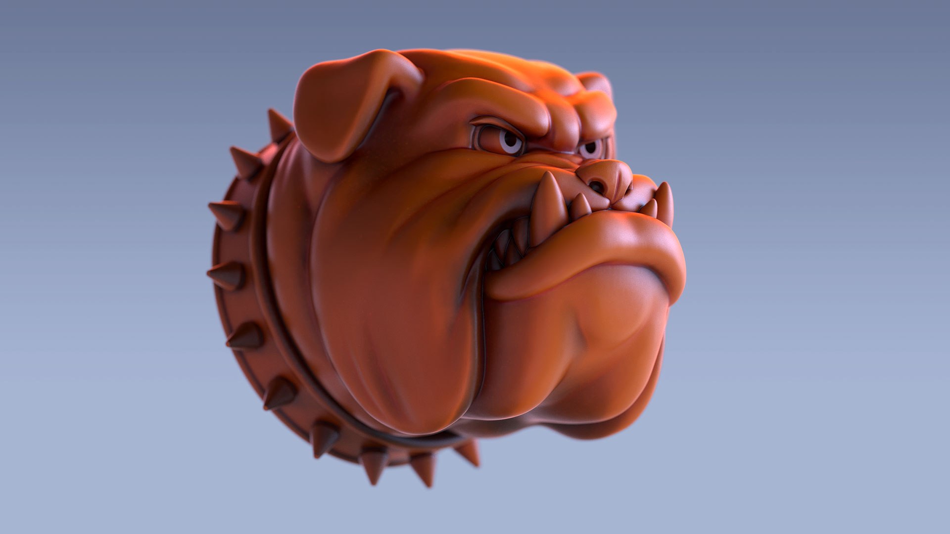 Bulldog Cartoon Grumpy Dog Head Sculpture Model - TurboSquid 2143145