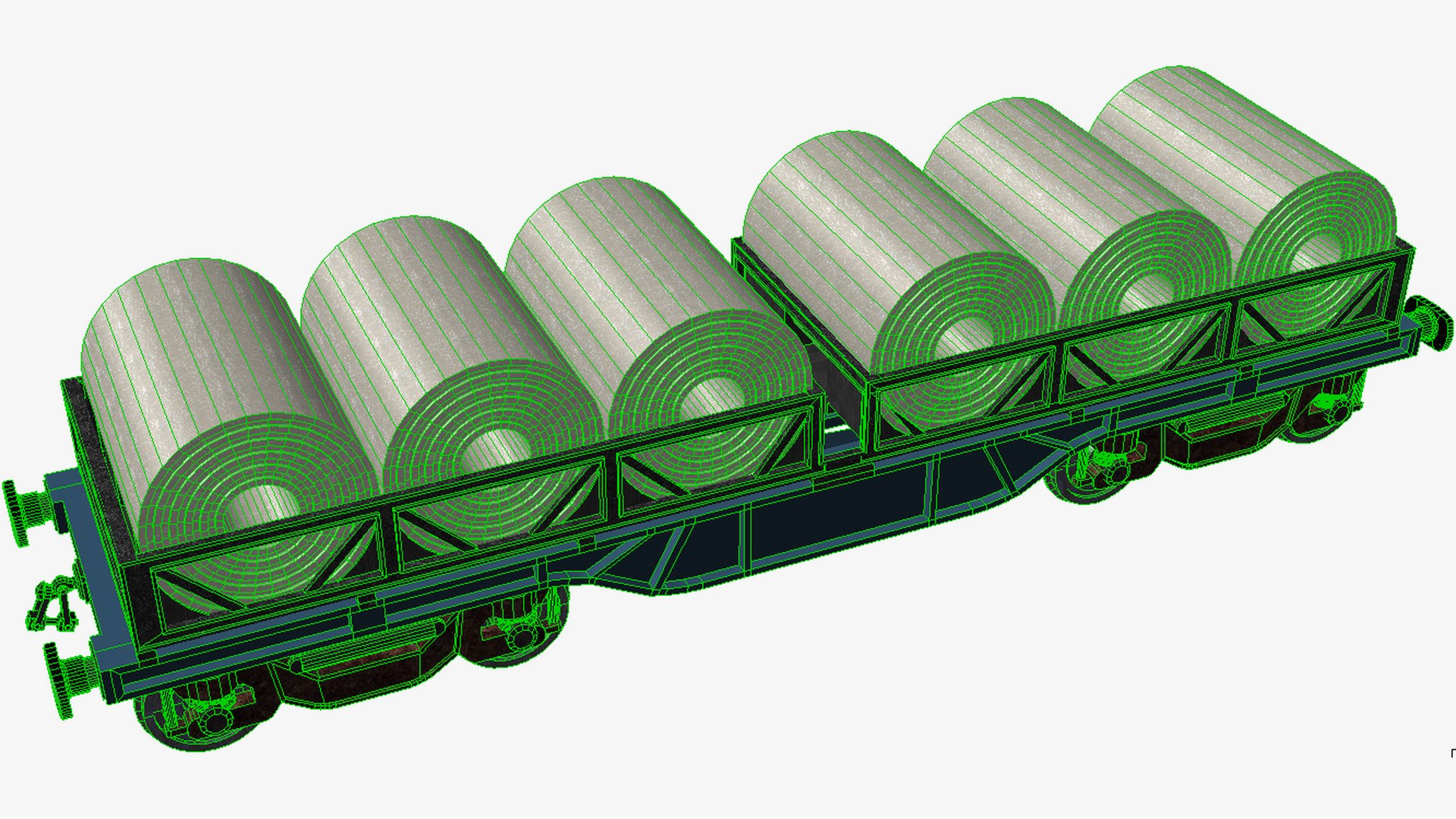 Uncovered railroad steel coil wagon 3D model - TurboSquid 1996508