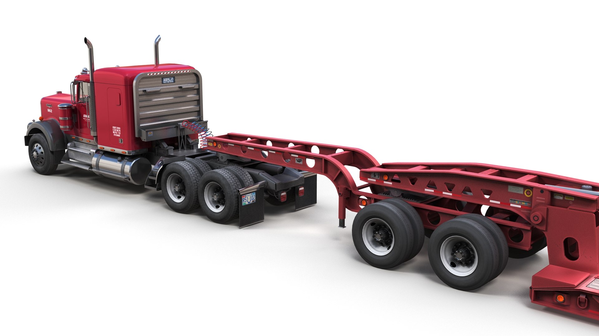 Kenworth W900A lowboy semitruck 3D model - TurboSquid 2175564