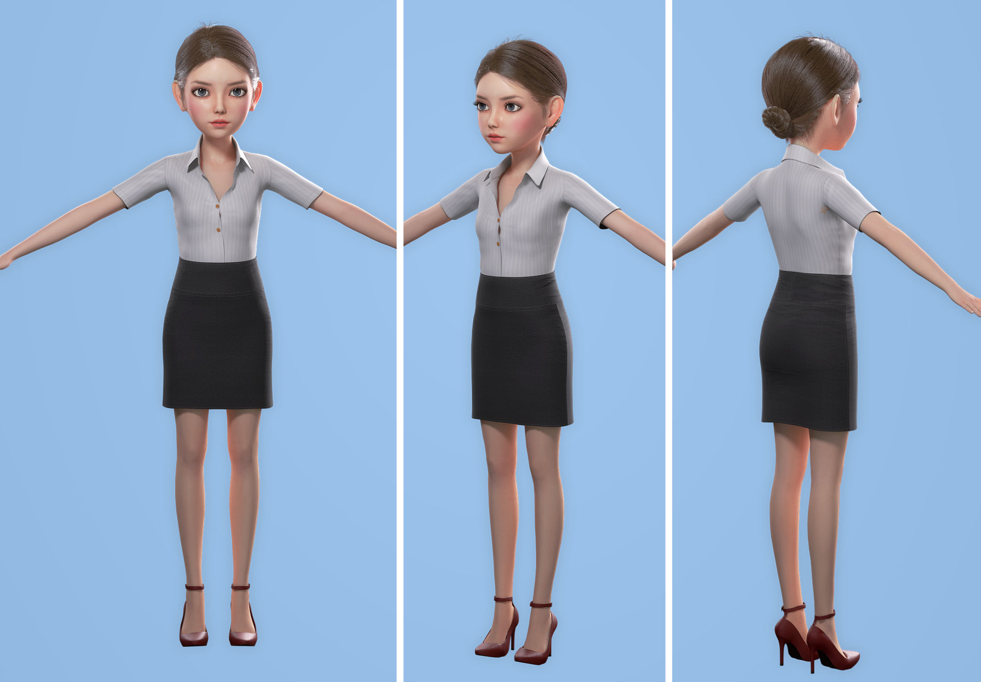 3D Business Woman Cartoon Girl Rigged - TurboSquid 1767121