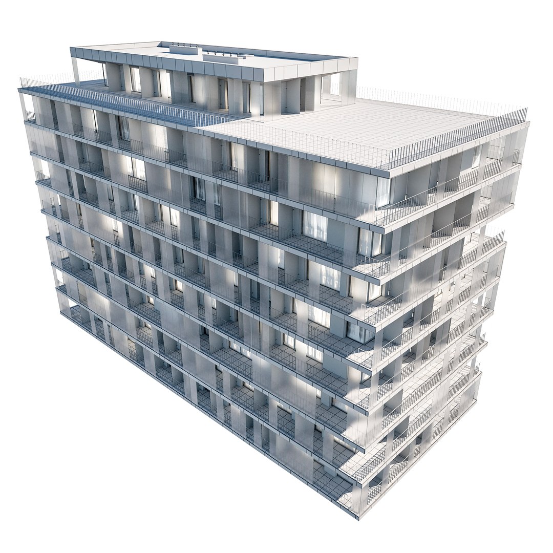 3D Modern residential building 03 at night - TurboSquid 1903505
