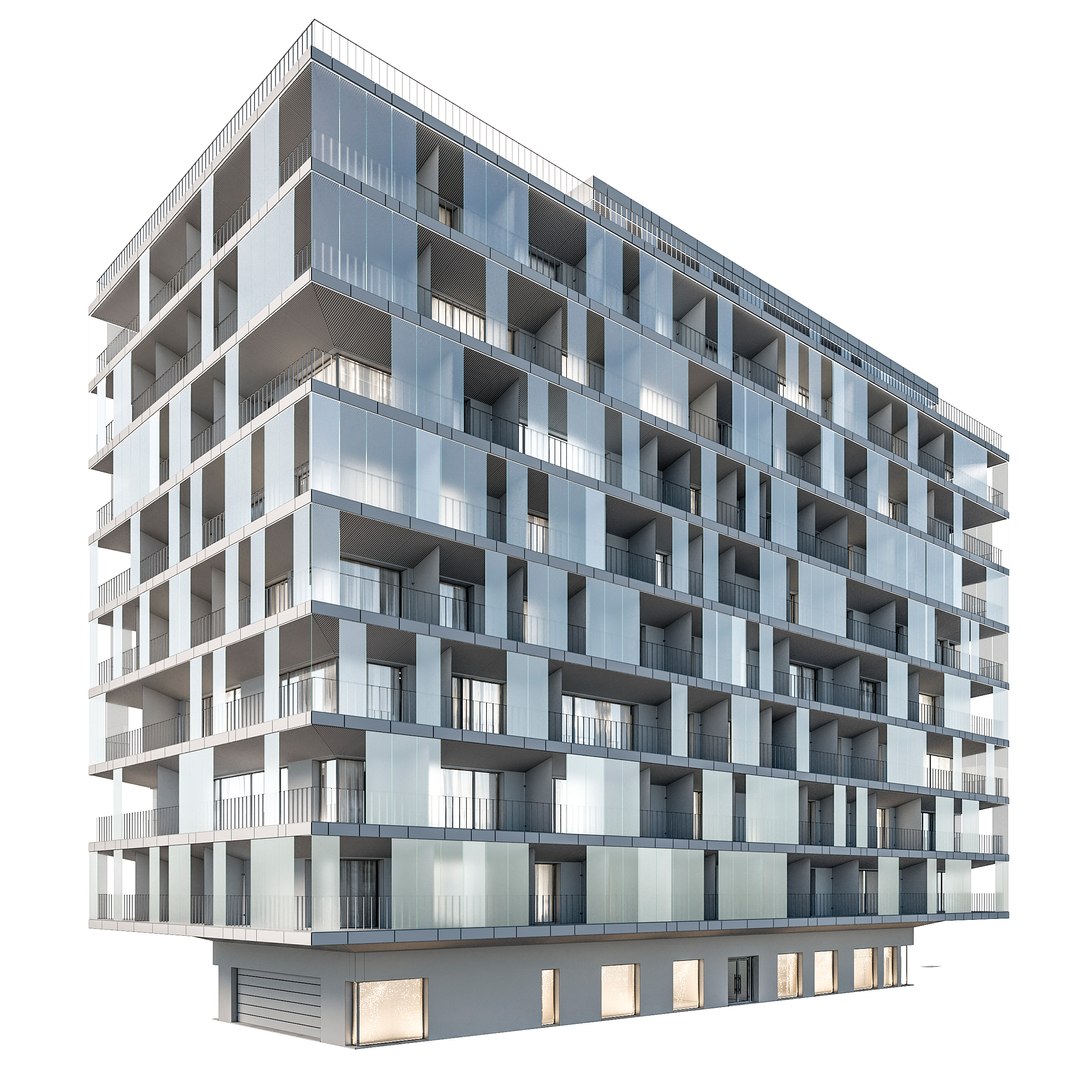 3D Modern residential building 03 at night - TurboSquid 1903505