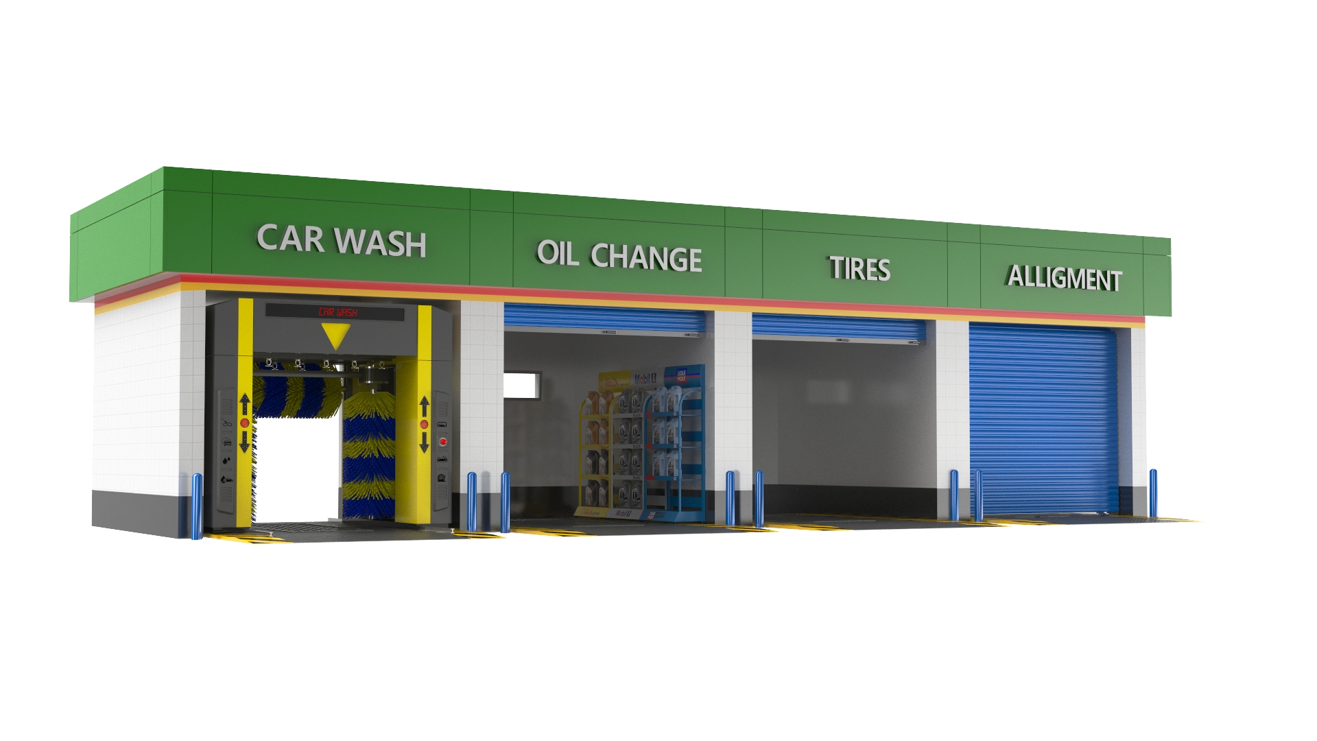 Detailed Car Service Building 03 3D Model - TurboSquid 2037268