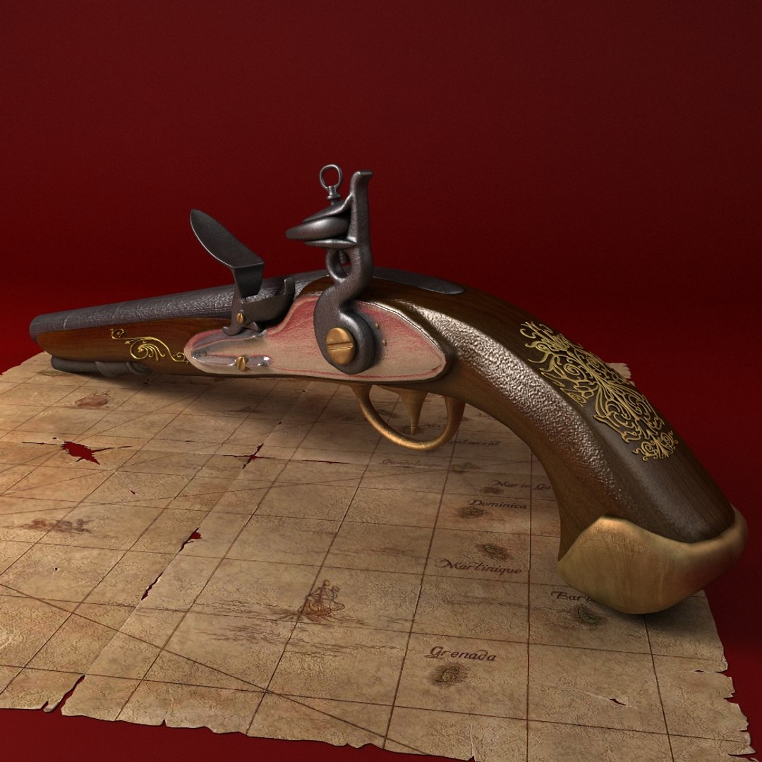 3d Model Of Old Pistol