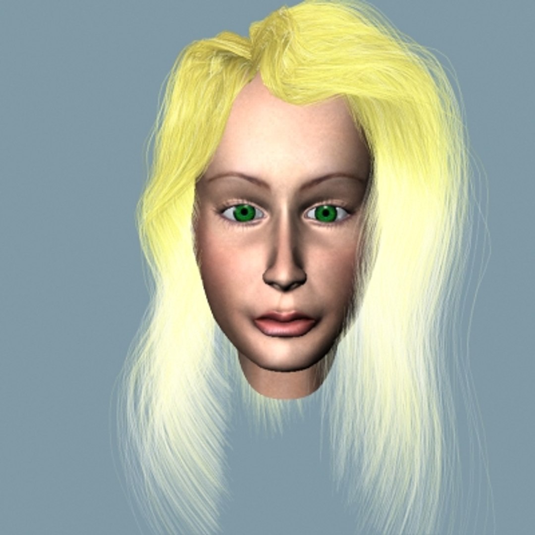 3d girl green eyes model