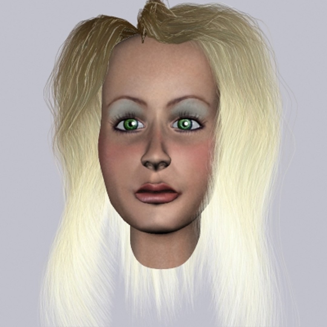 3d girl green eyes model