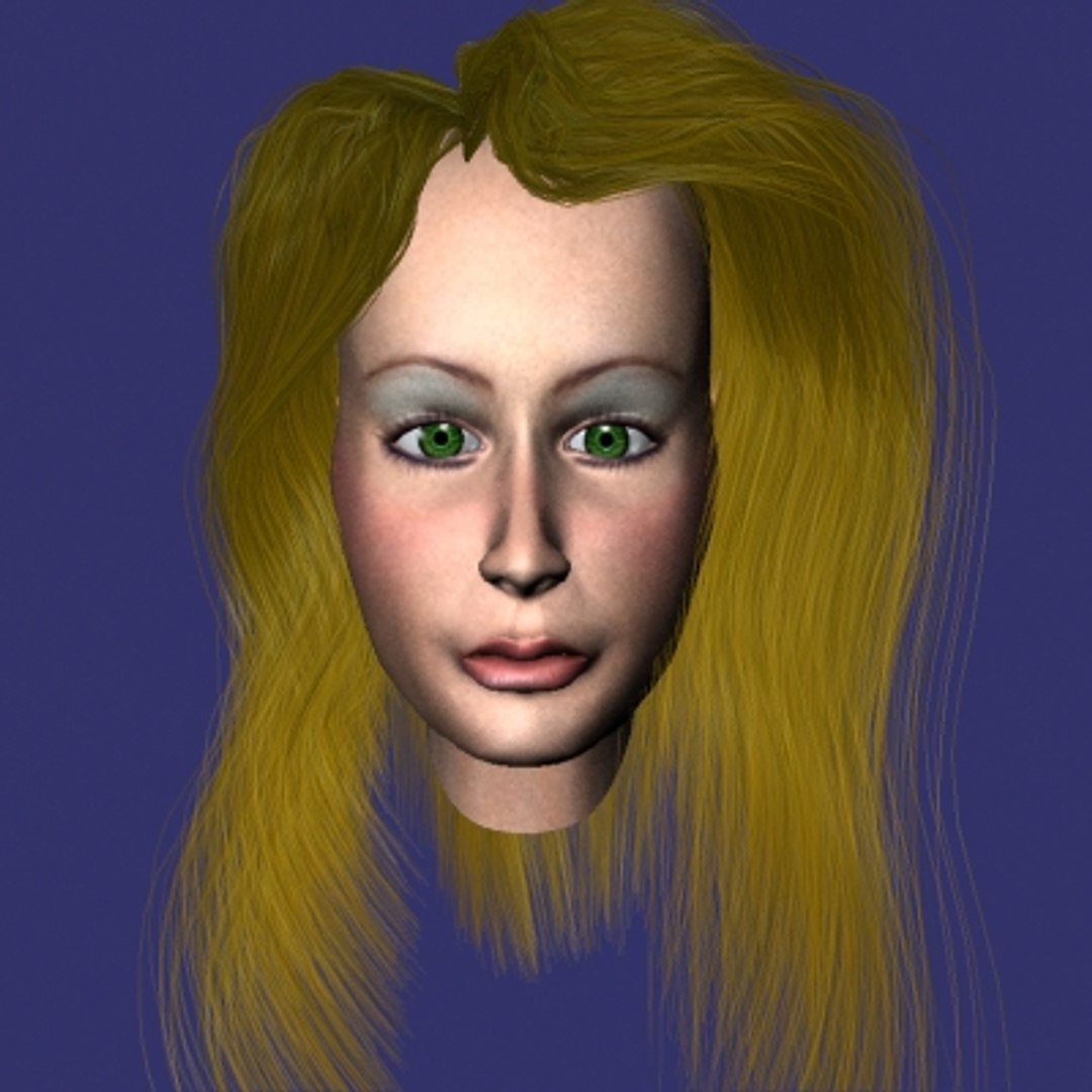 3d girl green eyes model