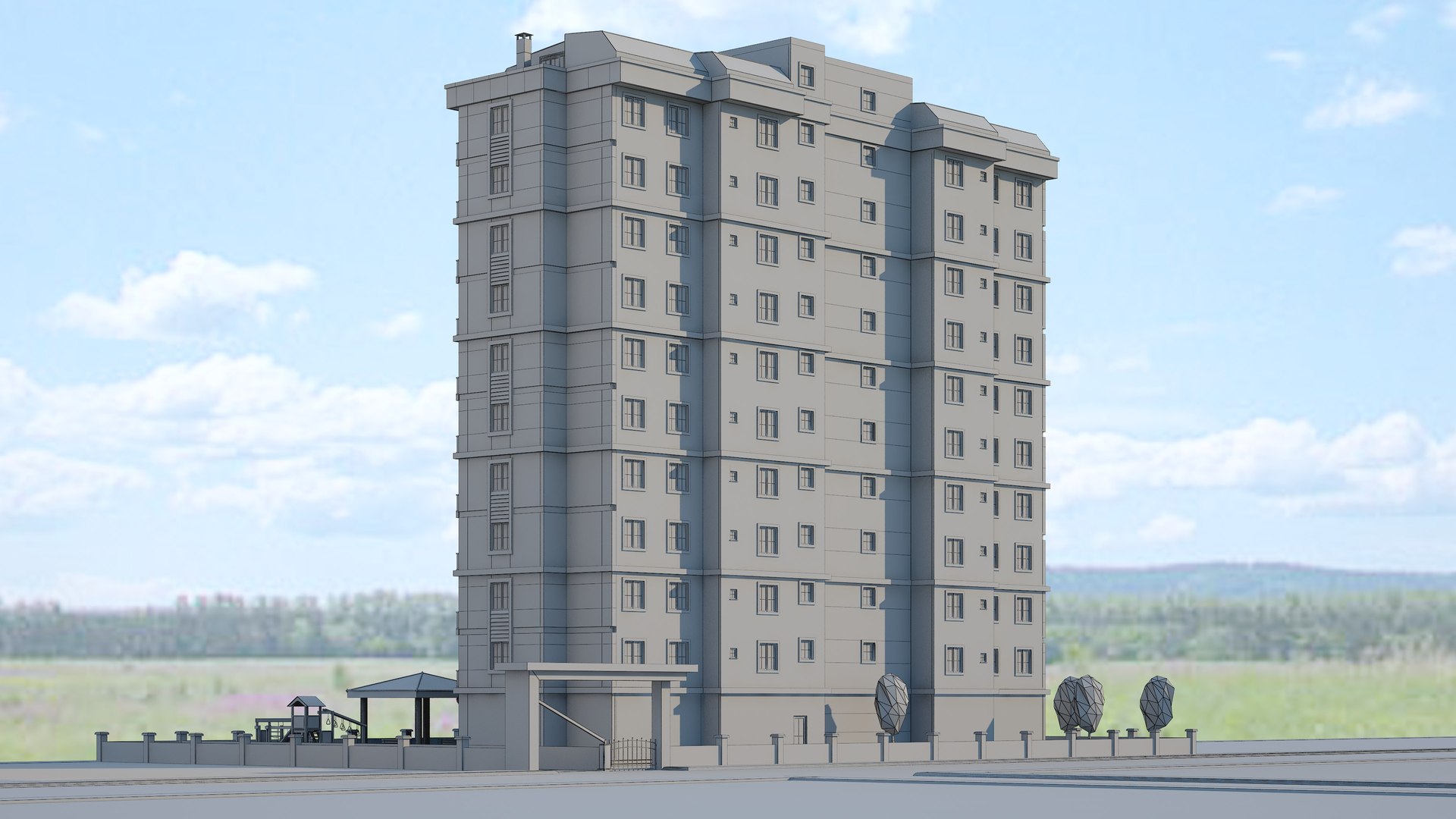 10-storey Building 3D Model - TurboSquid 1369321