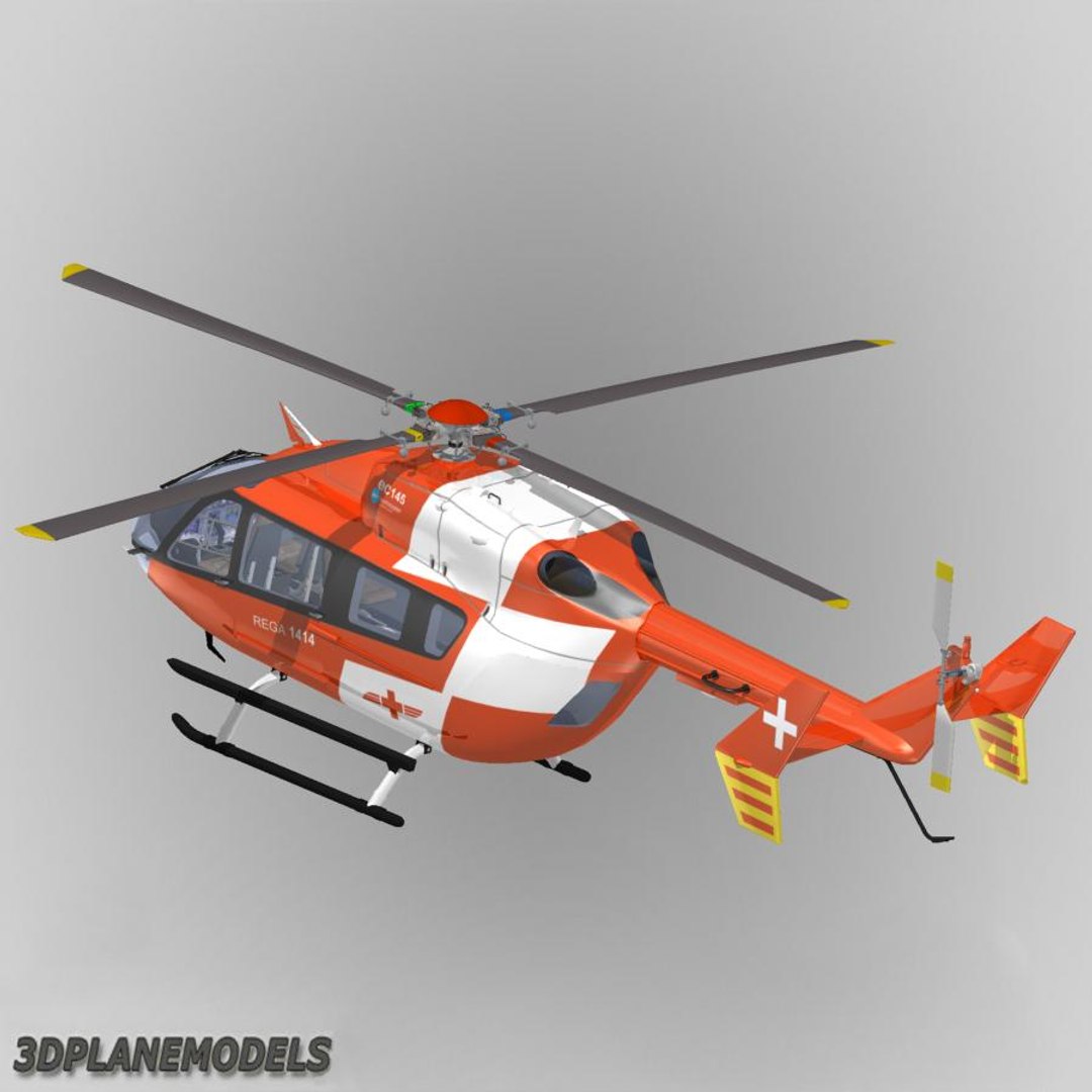 3d model of eurocopter ec-145 rega swiss