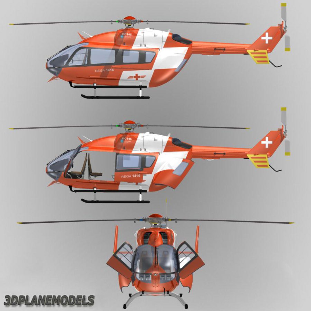 3d model of eurocopter ec-145 rega swiss