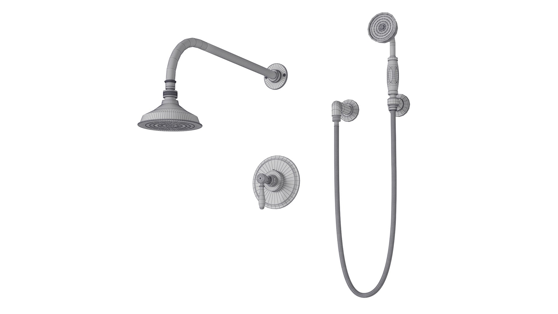 Waterworks Easton Shower Set 3D - TurboSquid 2206302