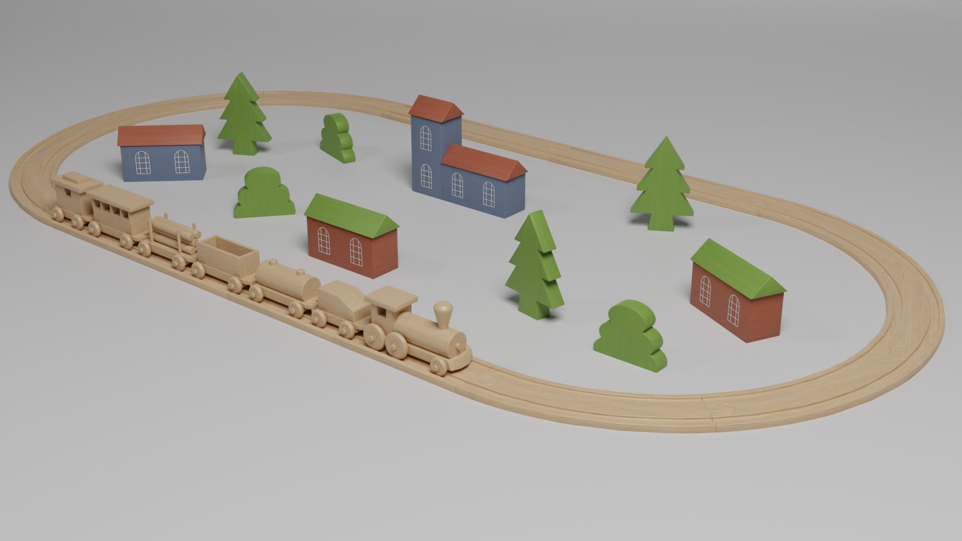3D Wooden Toy Train Set Model - TurboSquid 2083493