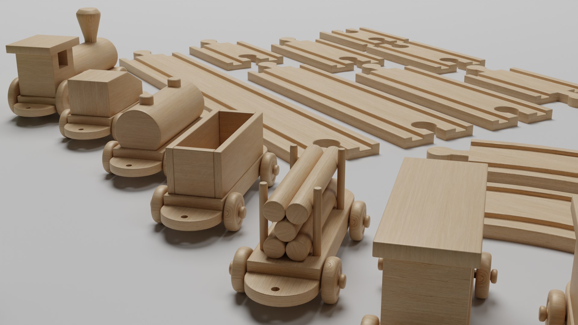 3D Wooden Toy Train Set Model - TurboSquid 2083493
