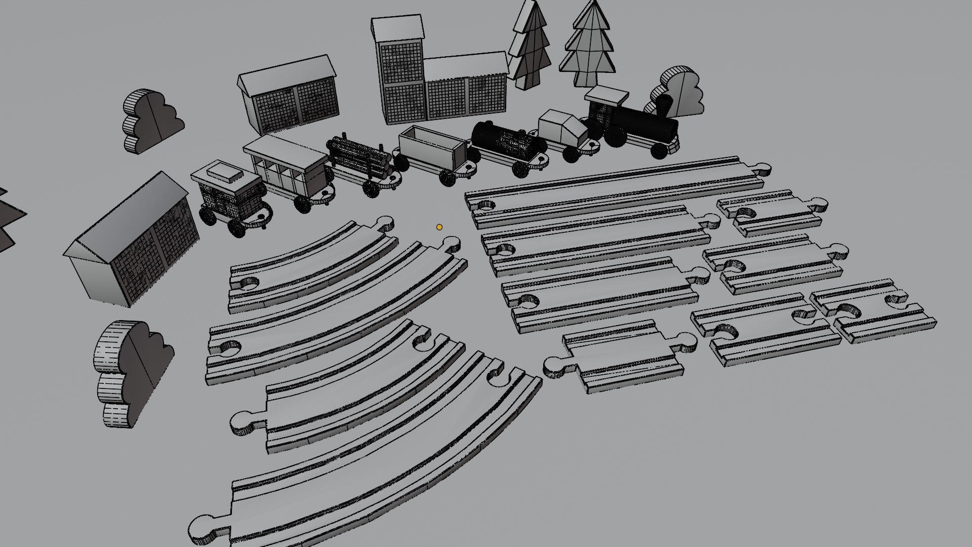 3D Wooden Toy Train Set Model - TurboSquid 2083493