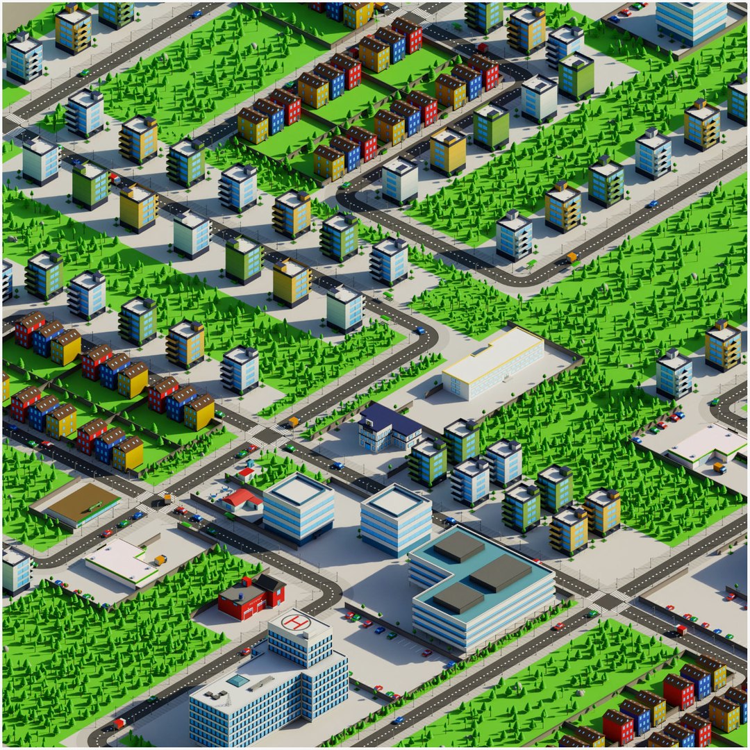 3D Low Poly Town Model - TurboSquid 1992818