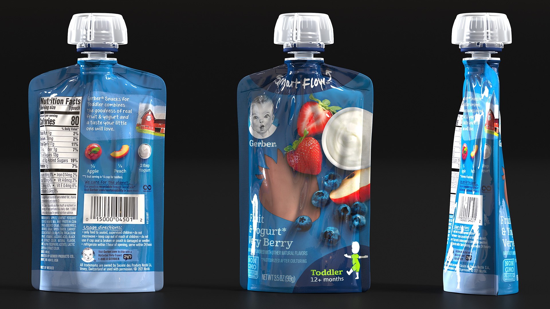 Gerber Pouch Fruit And Yogurt Very Berry 3D Model - TurboSquid 1959579