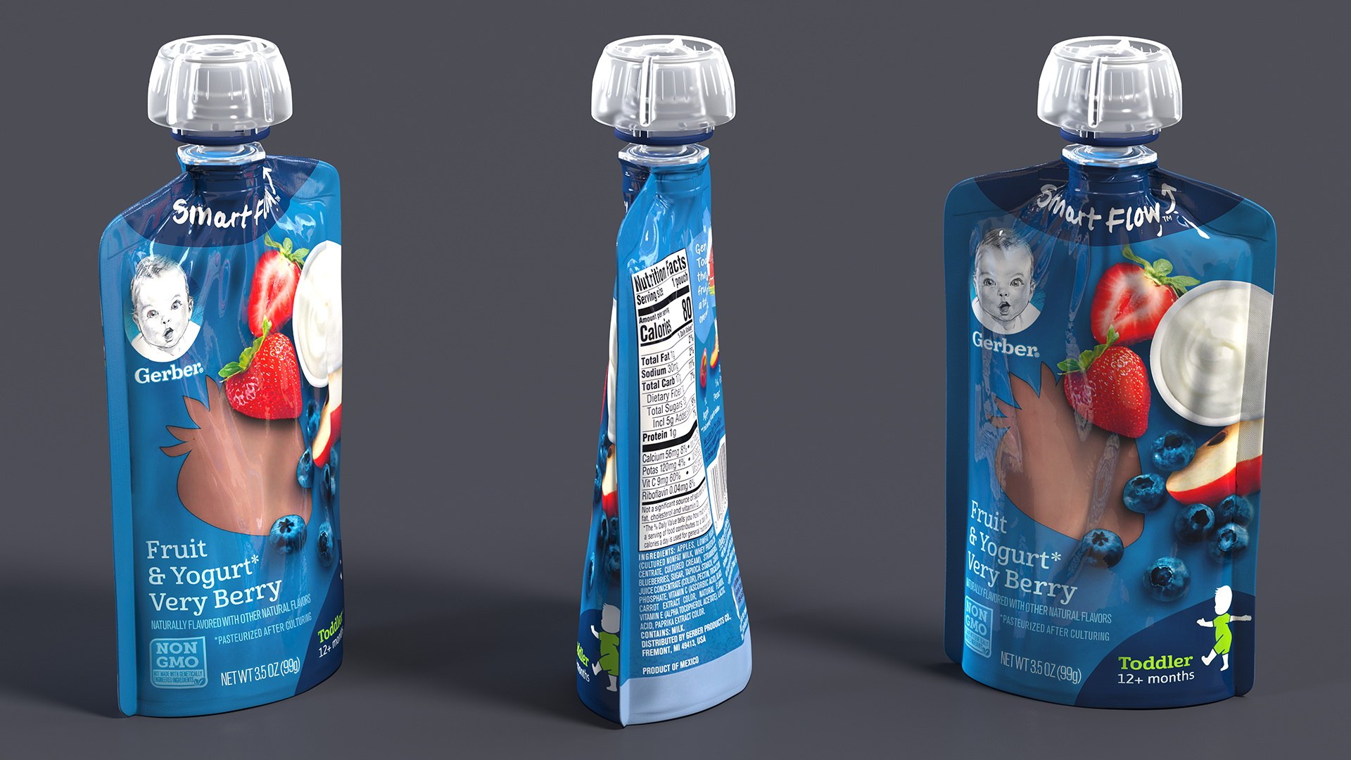 Gerber Pouch Fruit And Yogurt Very Berry 3D Model - TurboSquid 1959579