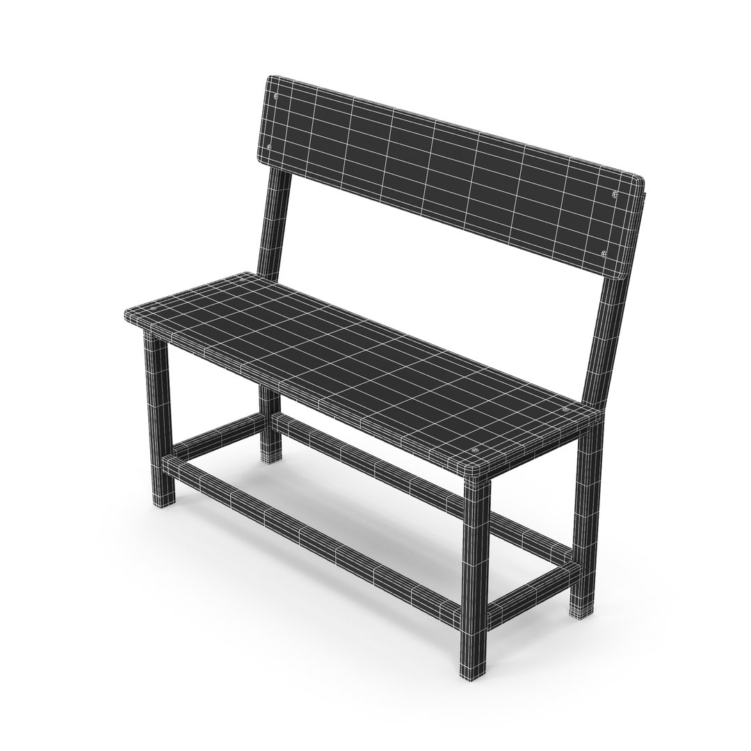 3D model Wooden School Bench - TurboSquid 1861627