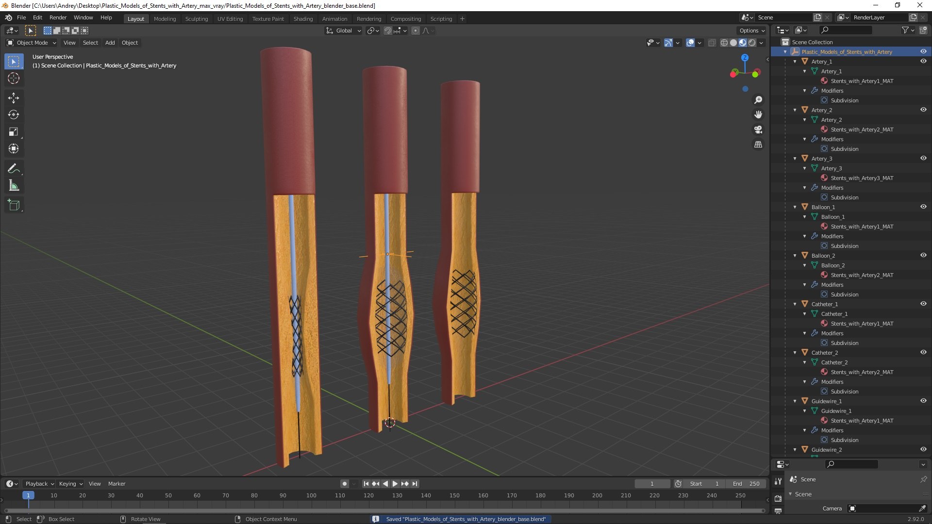 Plastic Models Of Stents With Artery 3D Model - TurboSquid 2239722