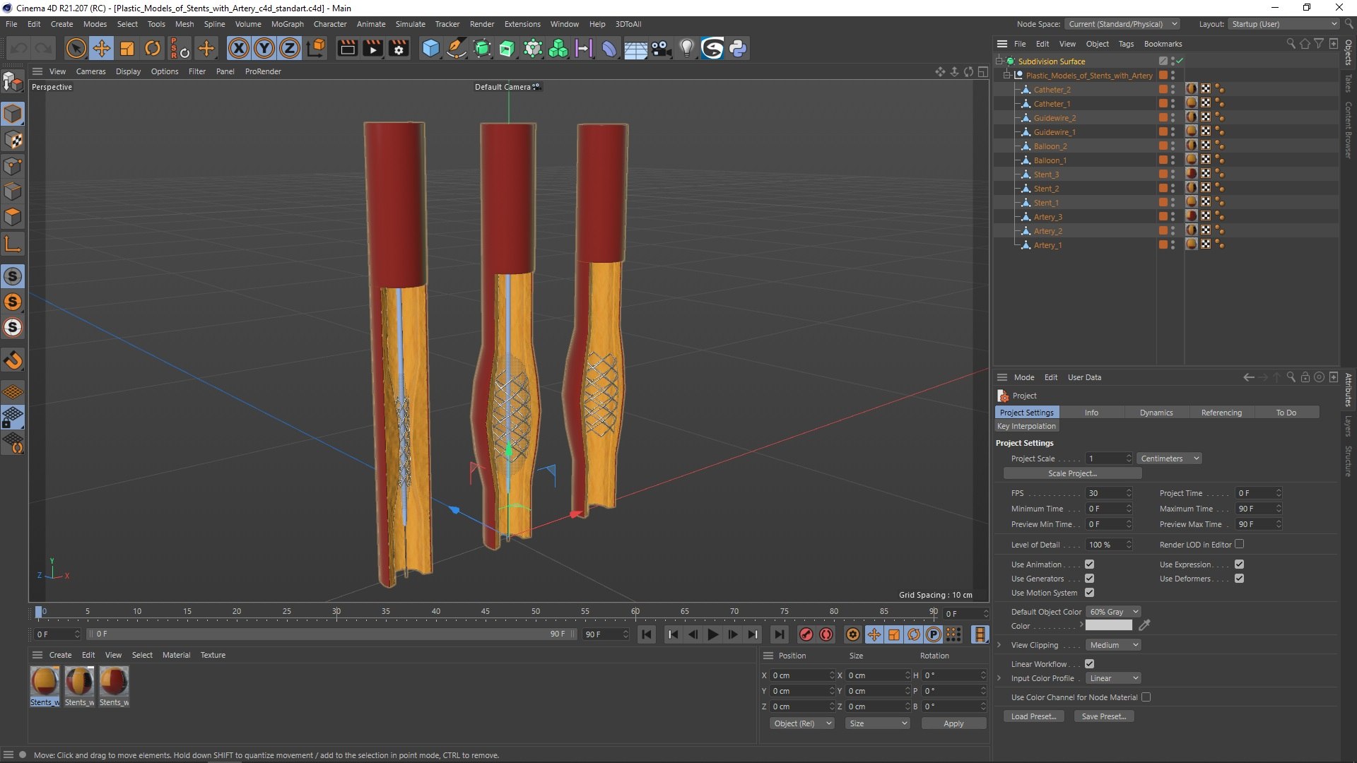 Plastic Models Of Stents With Artery 3D Model - TurboSquid 2239722