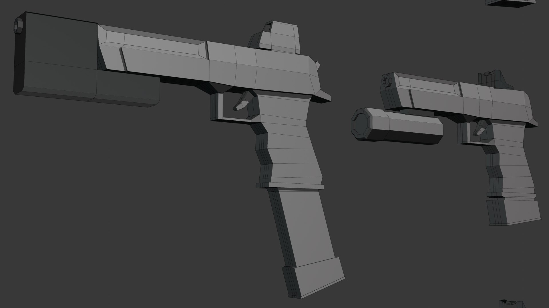 Low Poly Deagle-style Pistol -20 Variations Game Ready Model ...
