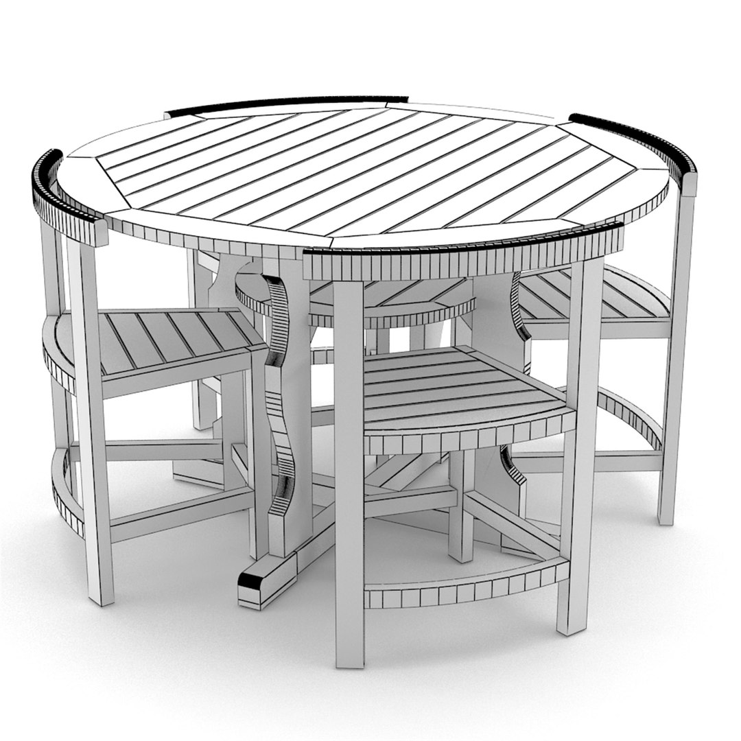 3D Small Space Round Dining Table and Chair set model - TurboSquid 1822062