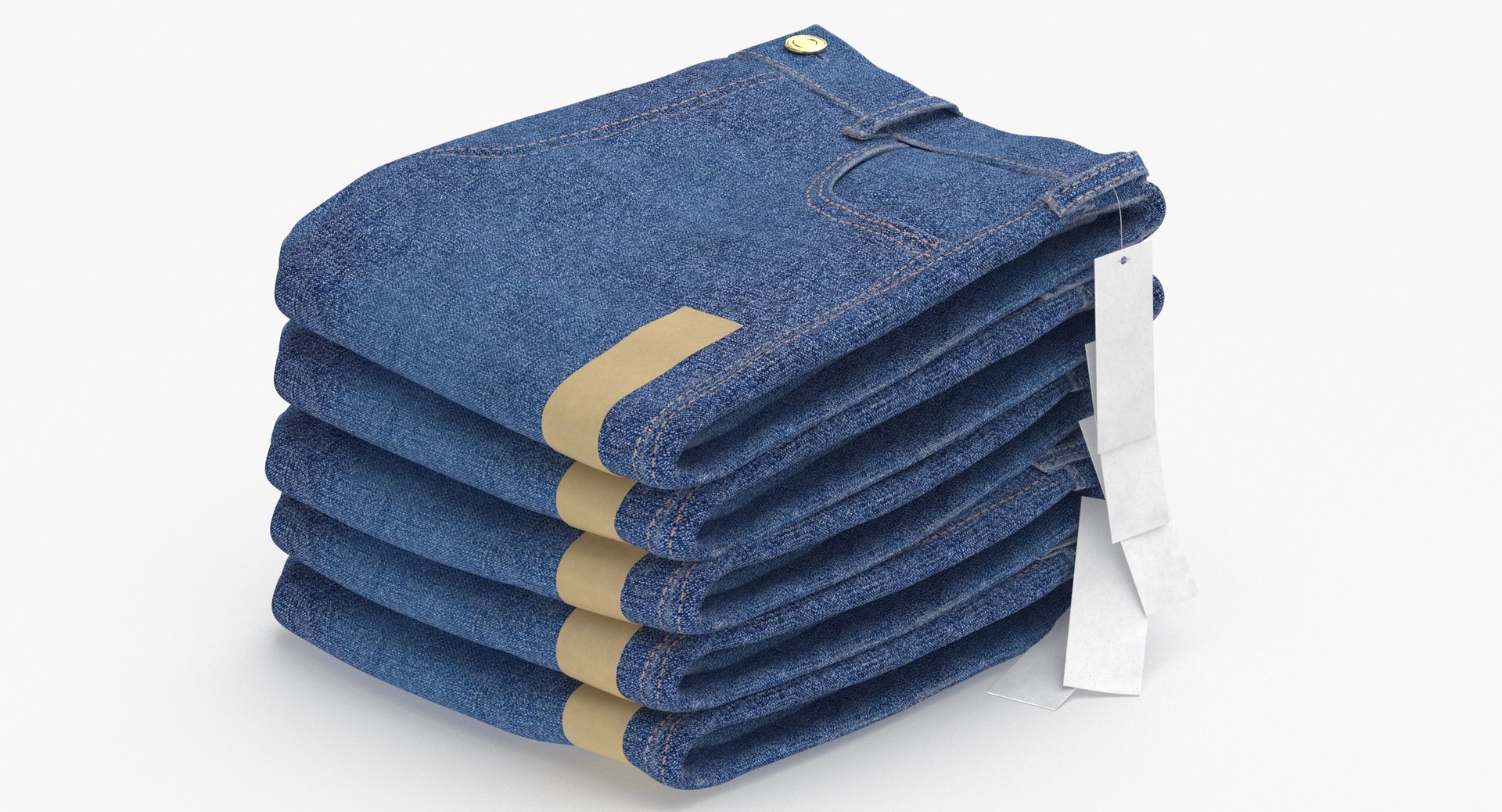 Folded Jeans 5 Pile Light Dark Blue And Gray 3D - TurboSquid 2053342