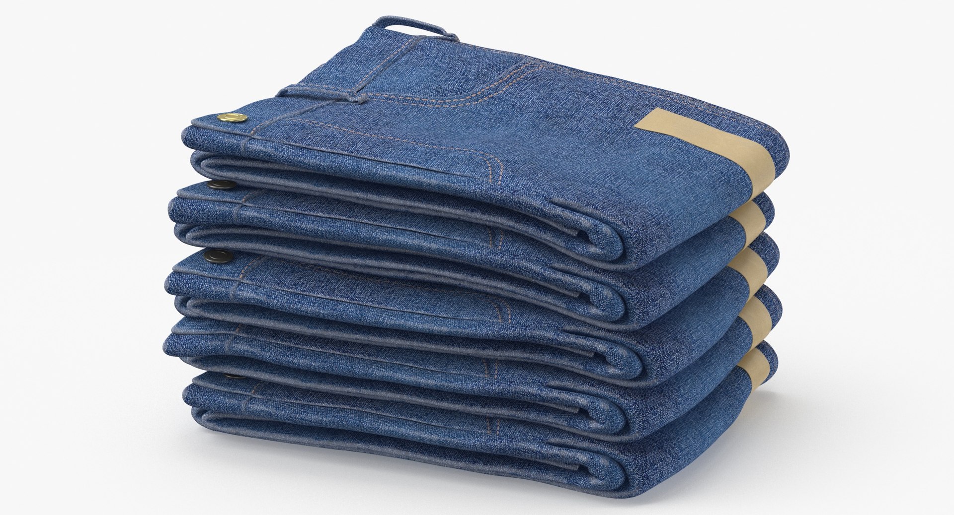 Folded Jeans 5 Pile Light Dark Blue And Gray 3D - TurboSquid 2053342